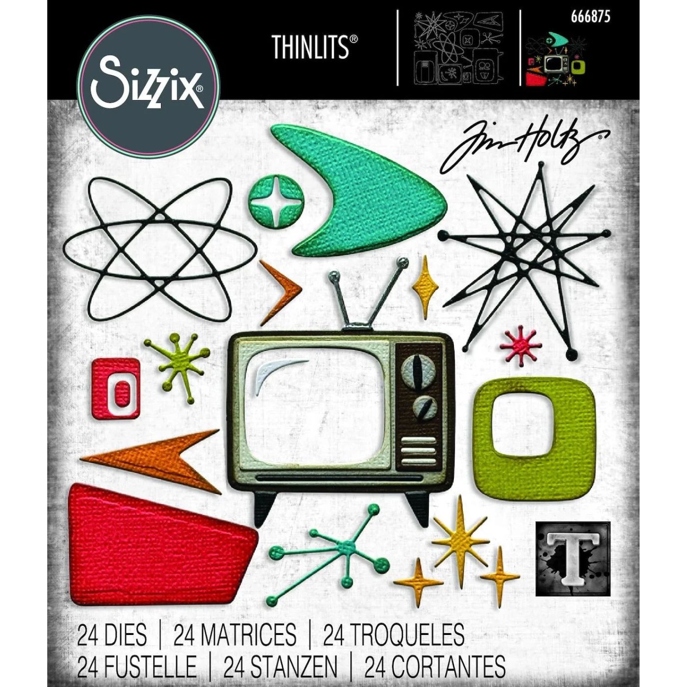 Troqueles Thinlits Vault Atomic Retro de Tim Holtz