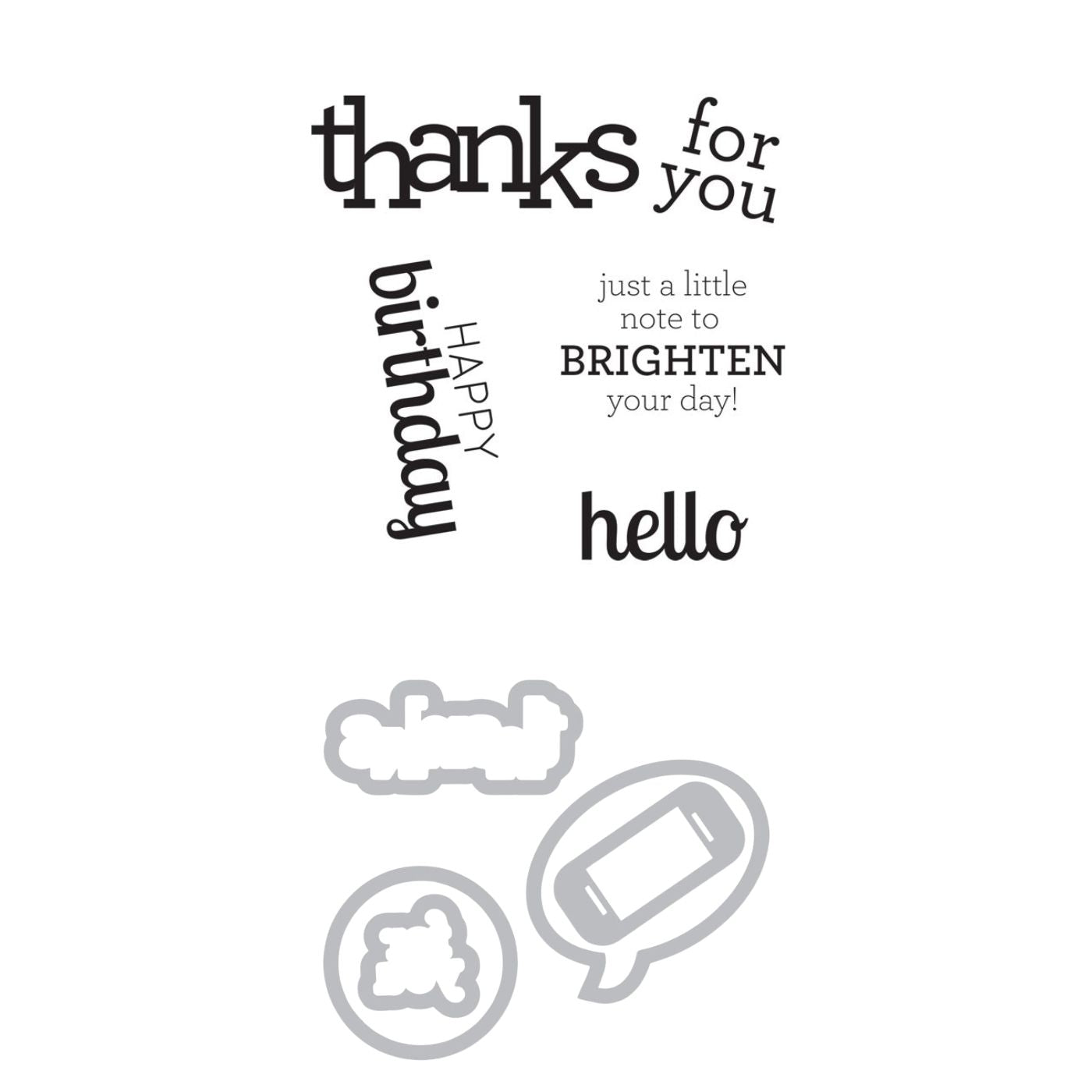 Troqueles Framelits con sellos Cumpleaños, hola y gracias – Printy Store